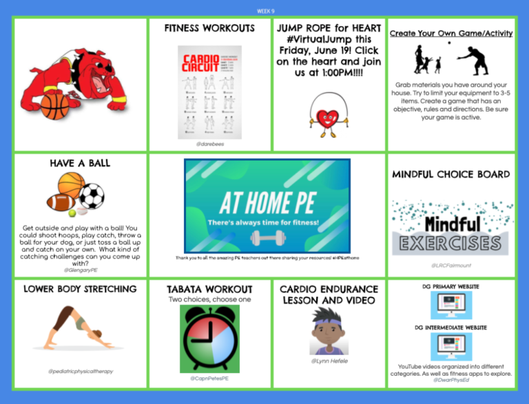 June 15-19 Choice Board – Bennetto Health & Physical Education