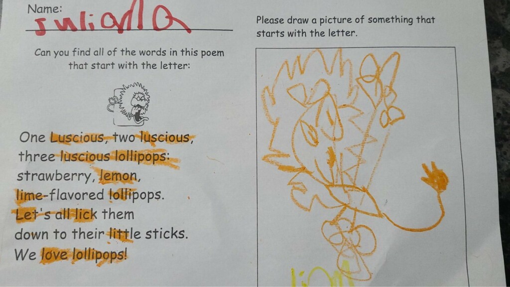 Letter L Poem – Crayons and iPads