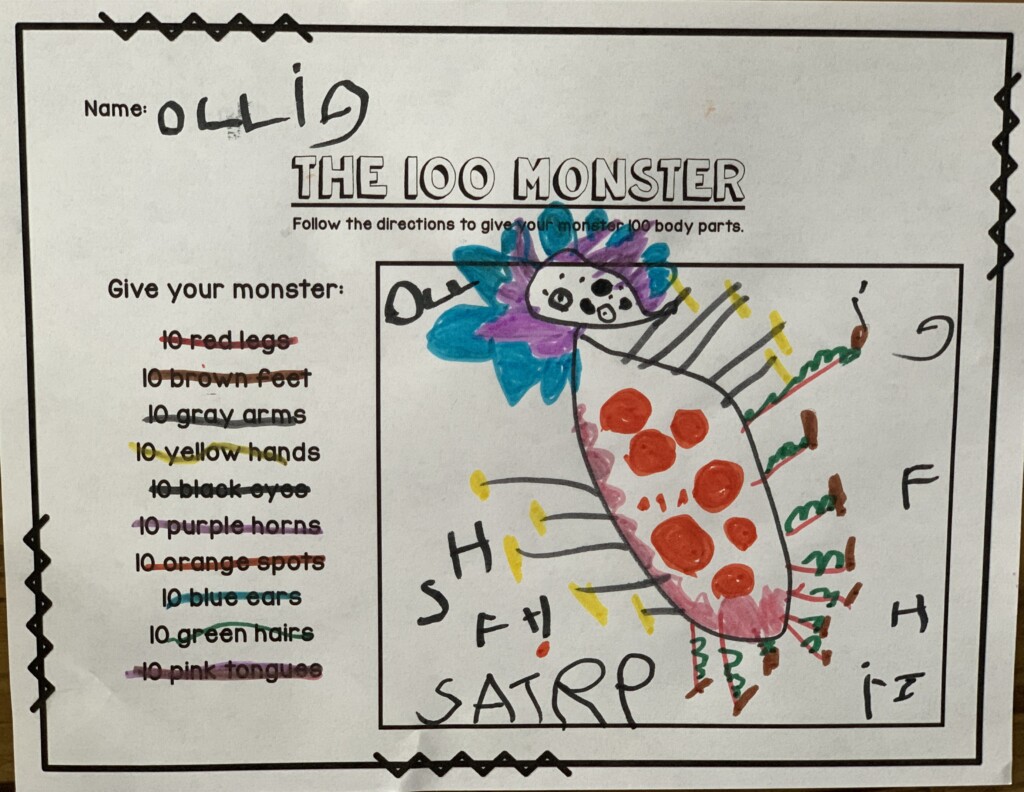 The 100 Monster – Crayons and iPads