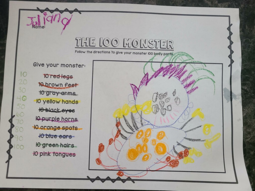 The 100 Monster – Crayons and iPads