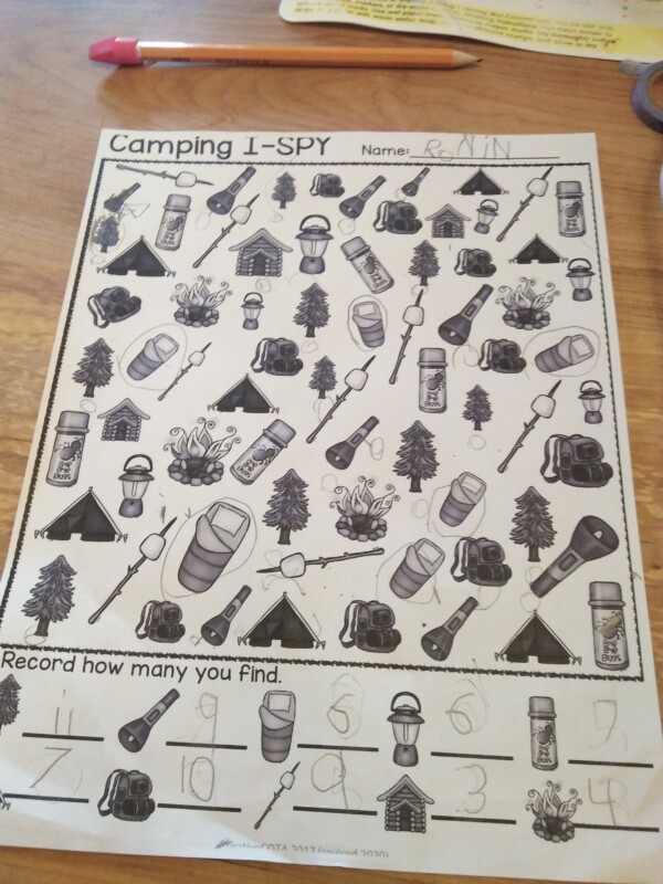 I Spy – camping edition – Crayons and iPads