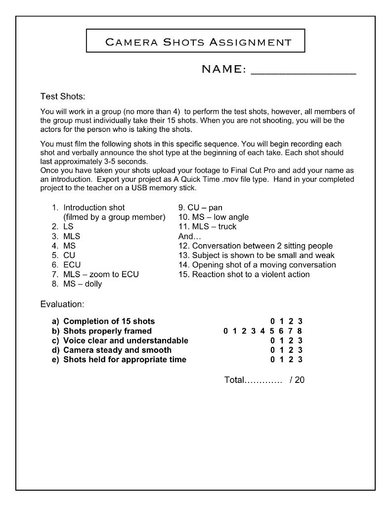 Introduction To Camera Shots – COMMUNICATIONS TECHNOLOGY