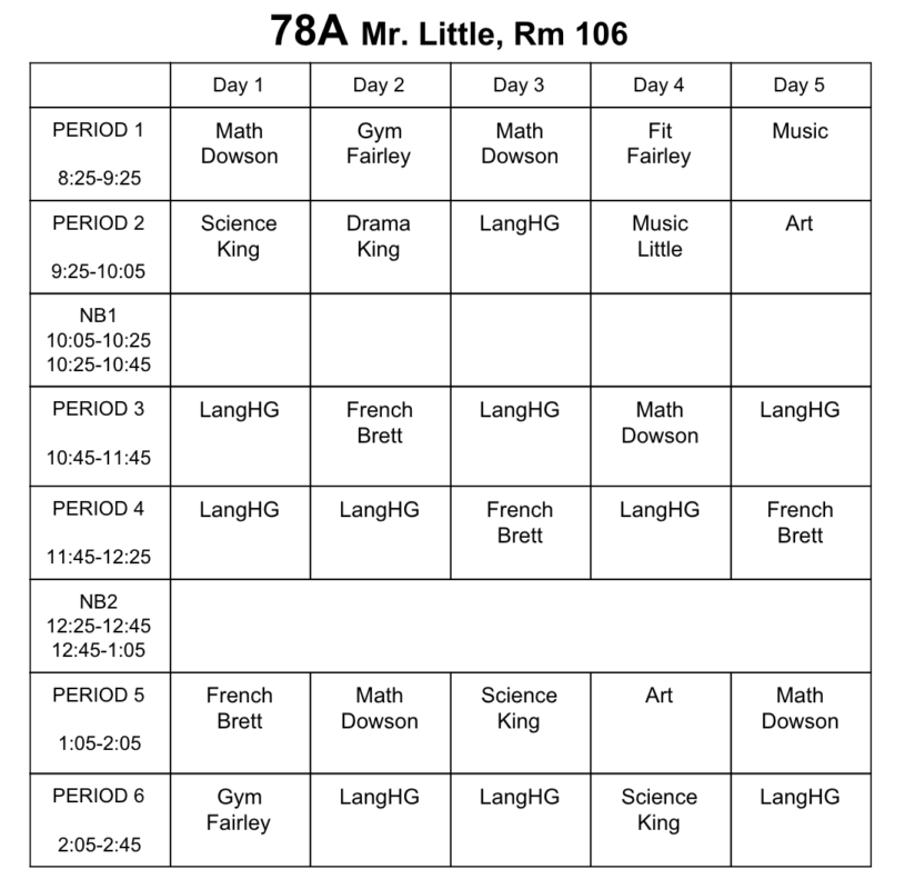 Class 7/8 Timetable – Mr. Little's 7/8 Class