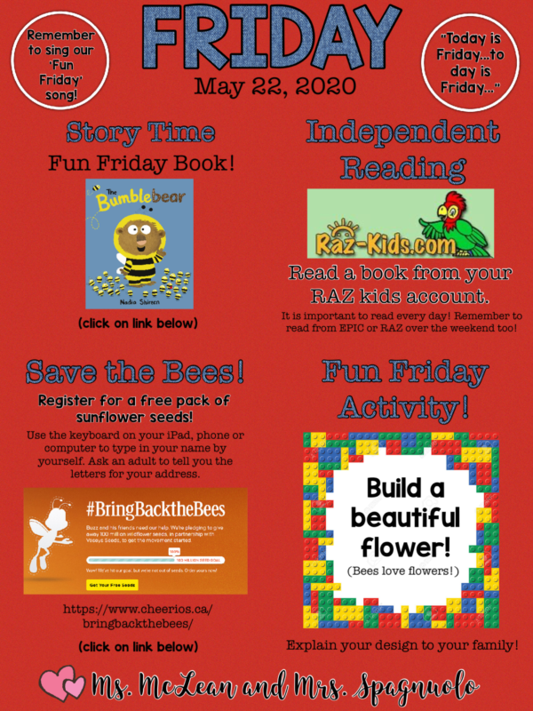 FUN Friday Learning! | Ms. McLean's and Mrs. Spagnuolo's Kinder Klub