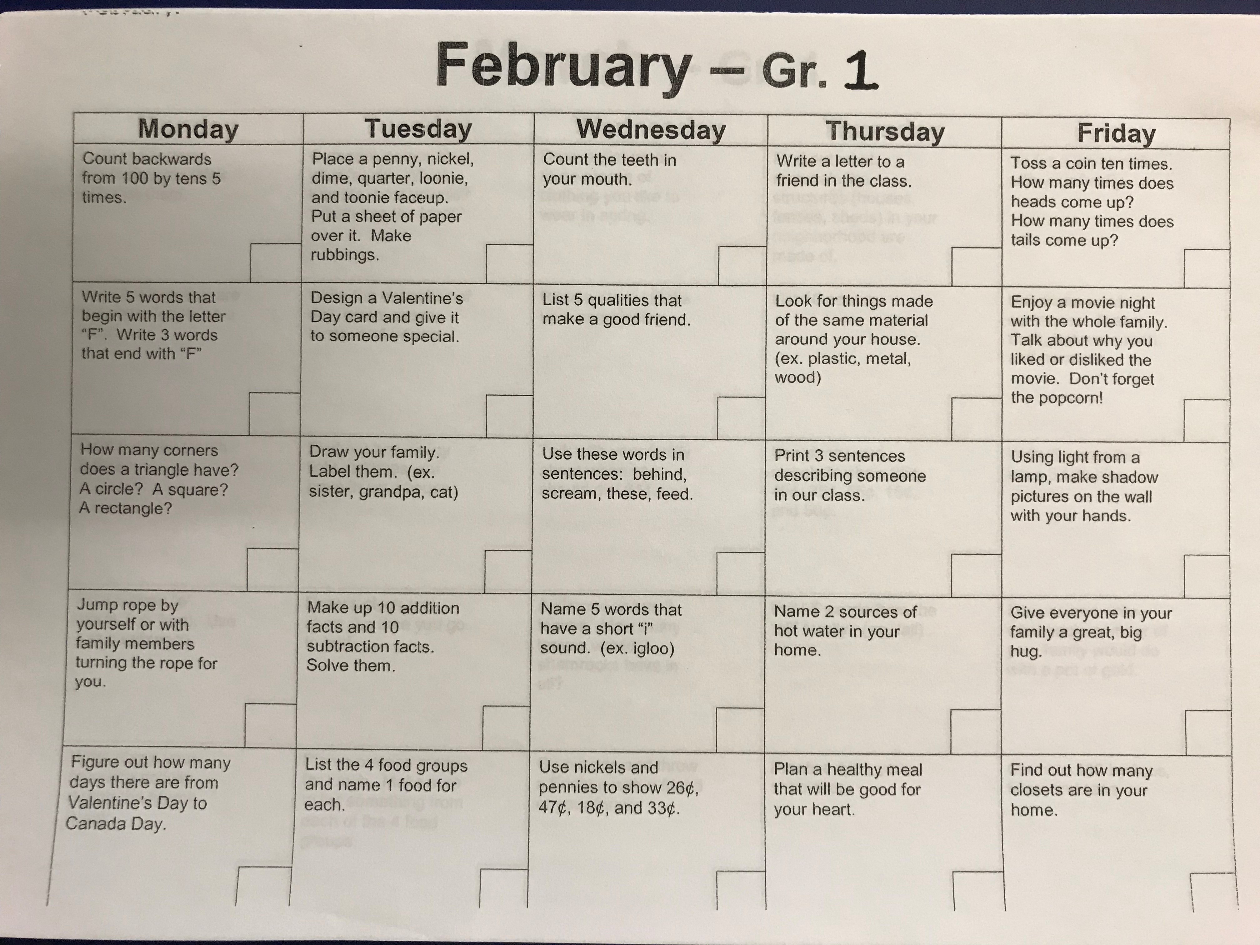 Activity Calendars | Welcome to 131