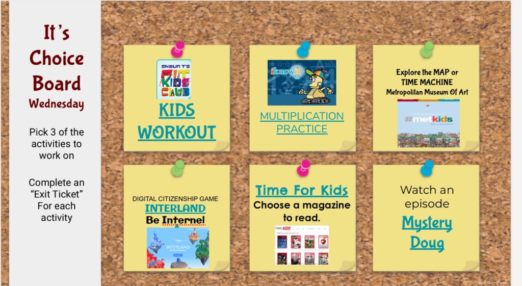 It’s Wednesday, and it’s CHOICE BOARD day! – Fisher's Fab Fours