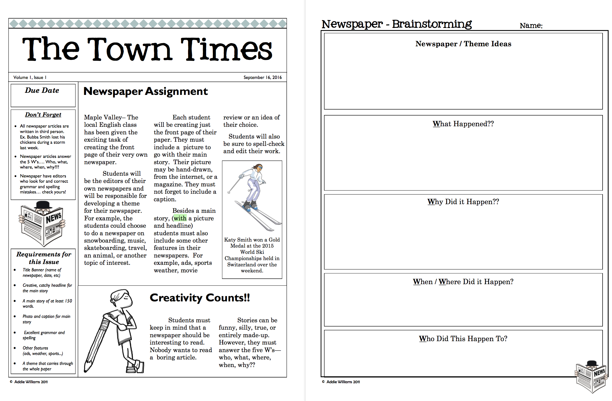 Greenway's Class » Expository Writing: Creating Fictitious Newspapers
