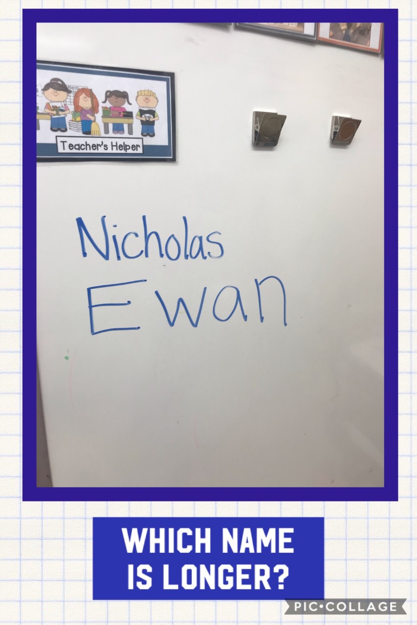 Ordering and Comparing Names | Kindergarten Corner