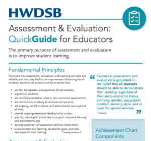 HWDSB Assessment and Evaluation Quick Guide | Learning Services HWDSB