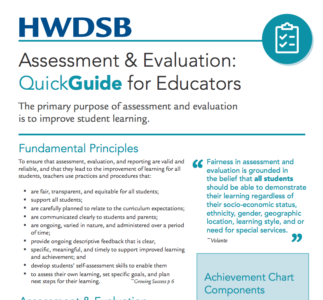 HWDSB Assessment and Evaluation Quick Guide | Learning Services HWDSB