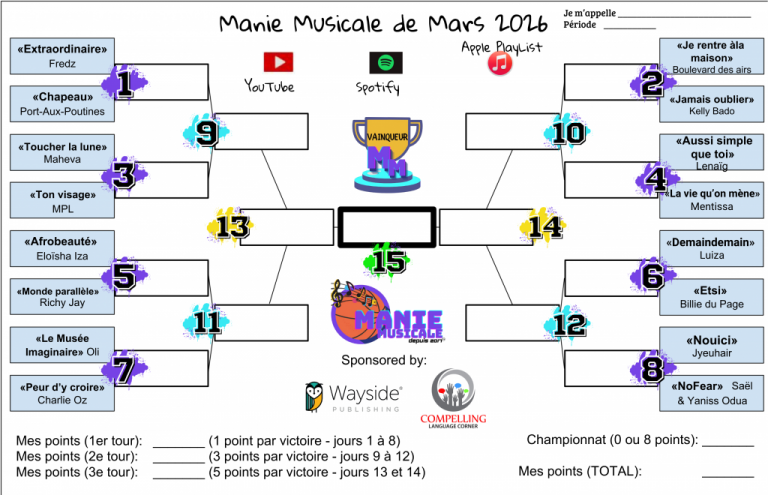 🏀🎶 MANIE MUSICALE – 2026 – 🇫🇷 Français ☀️