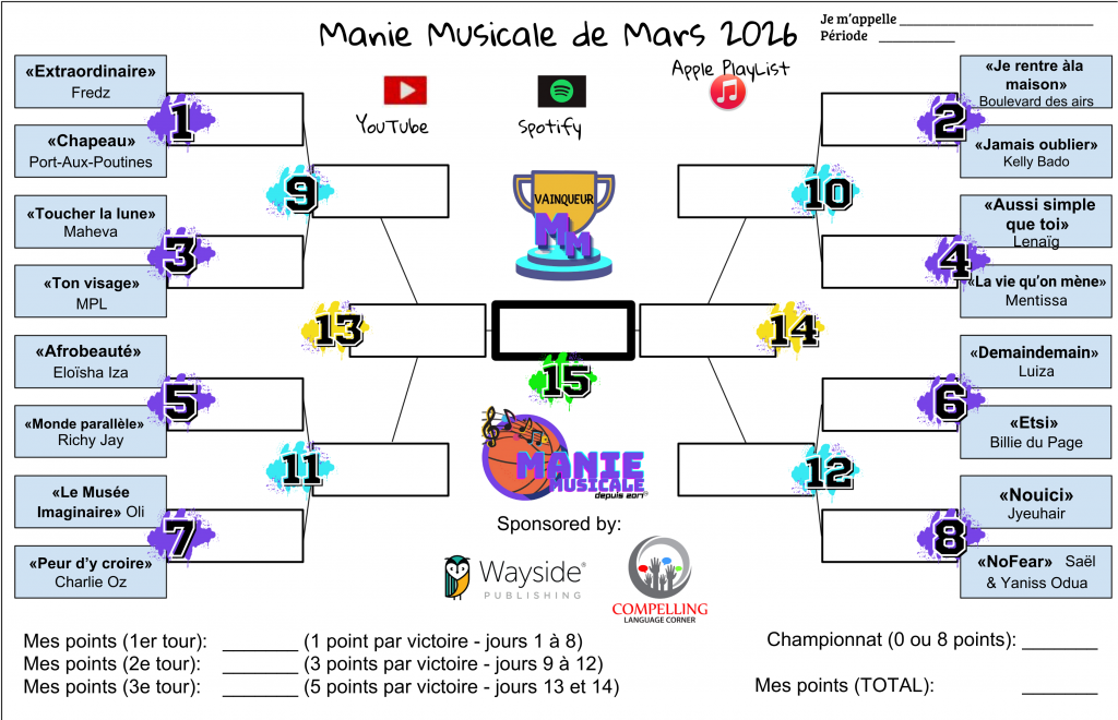 🏀🎶 MANIE MUSICALE – 2026 – 🇫🇷 Français ☀️