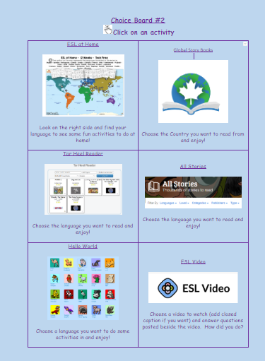 Choice Board | Carol Gaudet
