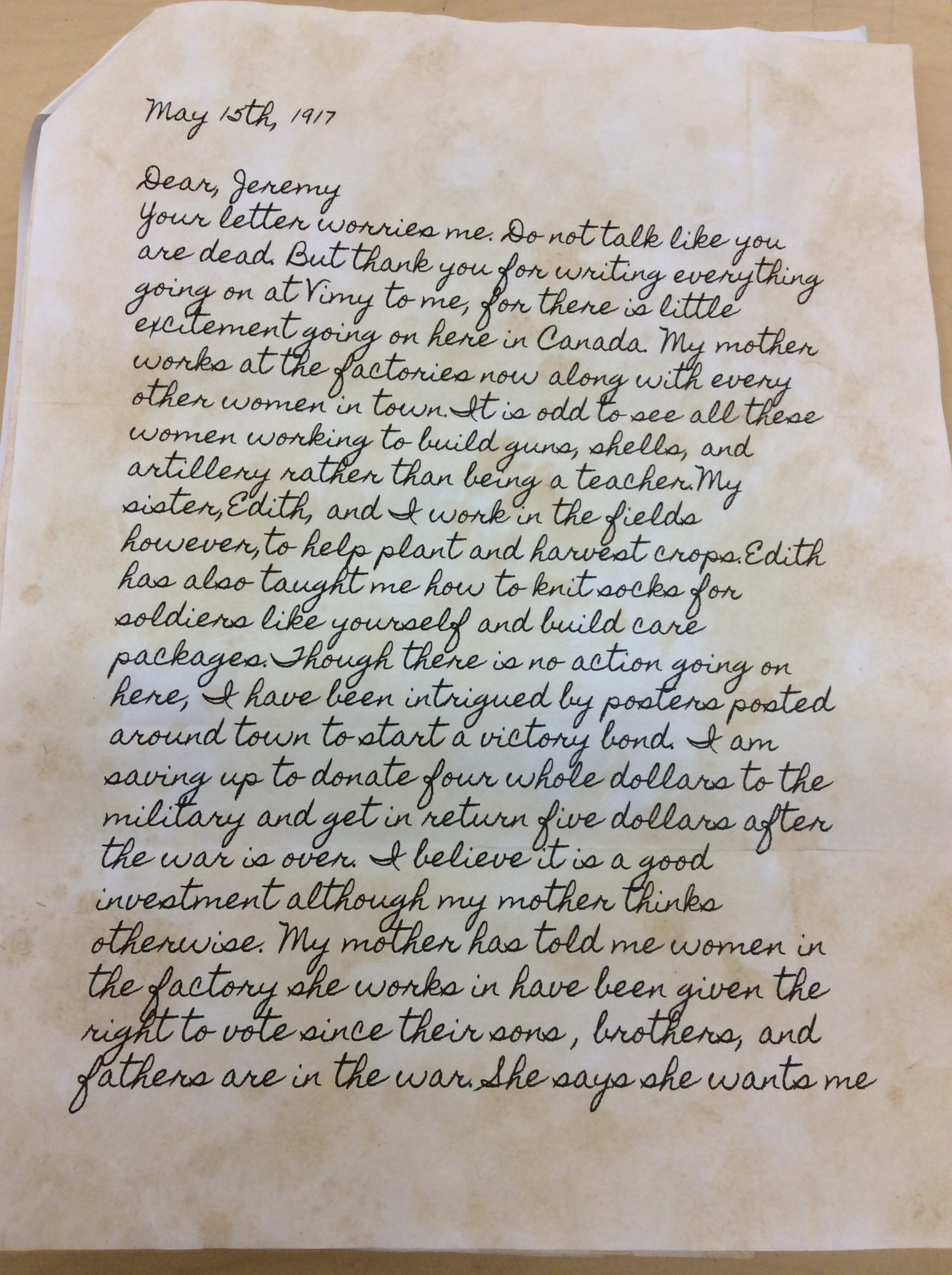 WWI Letters – Reflections on Canadian History